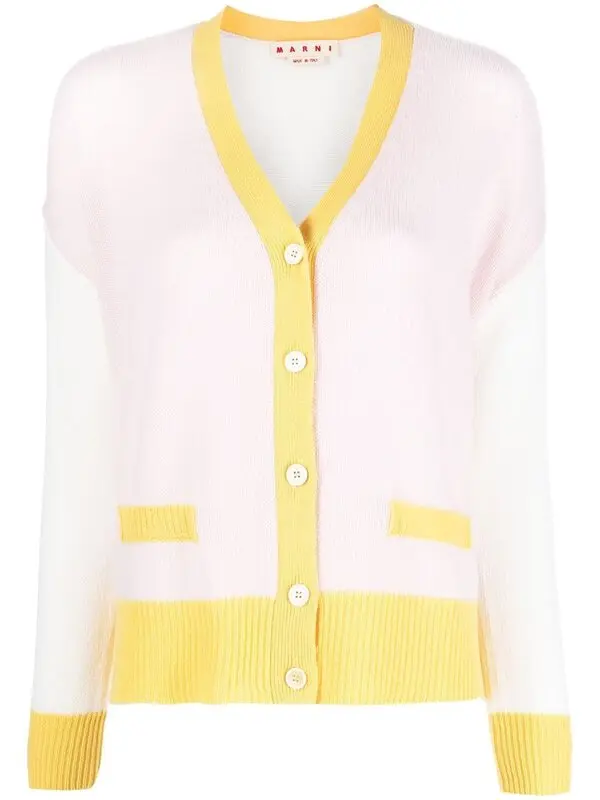 Marni Contrasting-trim Knit Cardigan - Neutrals