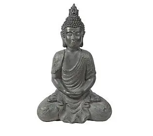 LUXEN HOME Luxenhome Gray Mgo Meditating 21.75'h Buddha Ga Den Statue