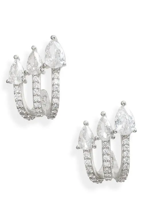 SHYMI Pavé Cubic Zirconia Wrap Hoop Earrings - Silver/ White