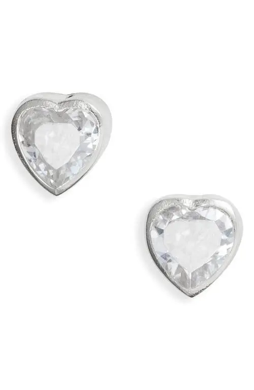 SHYMI Fancy Bezel Stud Earrings - Silver/white/heart