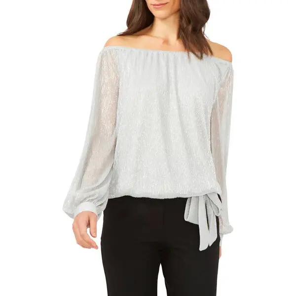 Chaus Metallic Off-the-shoulder Blouse - Silver