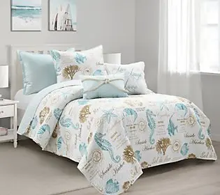LUSH DECOR Harbor Life Tw/twxl Quilt Set W/pillows By