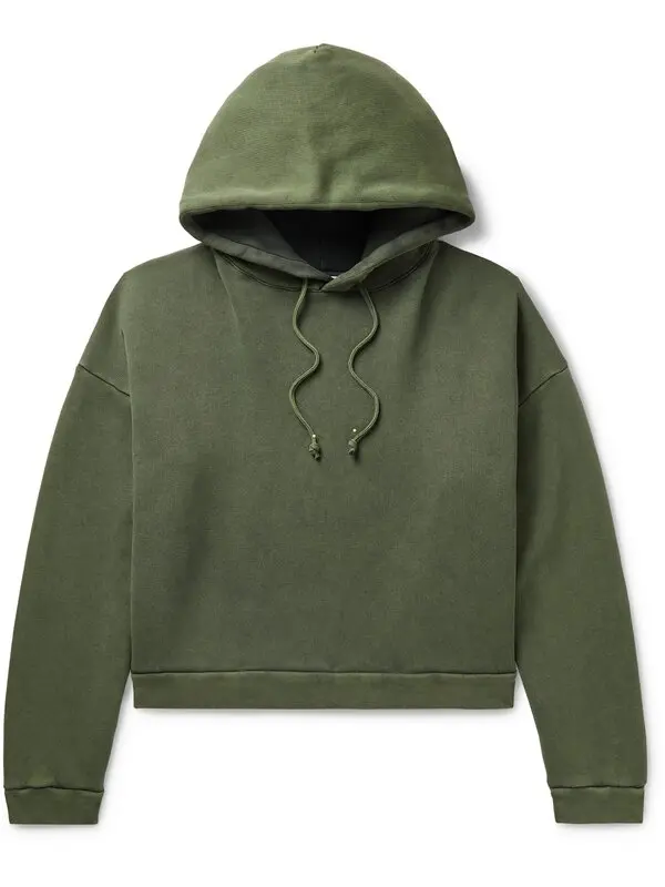 Acne Studios Fester H Cropped Cotton-Jersey Hoodie M In Green 40