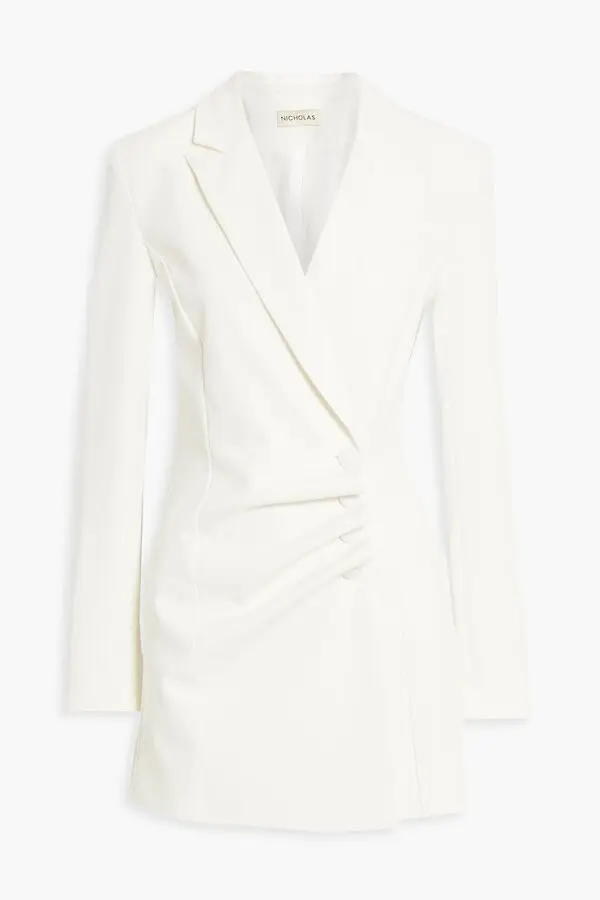 NICHOLAS Ruched Crepe Blazer - Ivory