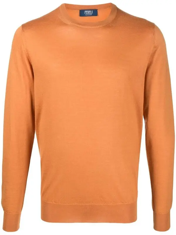 Fedeli Ribbed Crew Neck Jumper - Orange