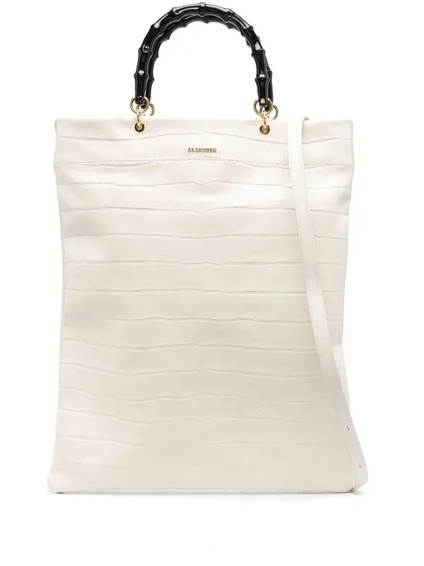 JIL SANDER Crocodile-effect Leather Tote - Neutrals