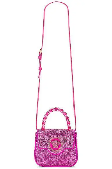 Versace La Medusa Mini Top Handle Bag In Fuchsia In Fuchsia Oro