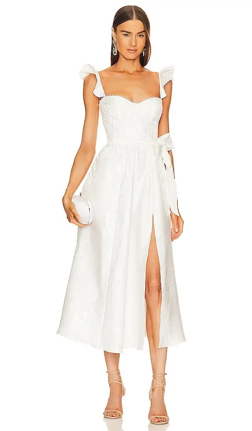 V. CHAPMAN Vera Bustier Midi Dress - White Baroque Floral