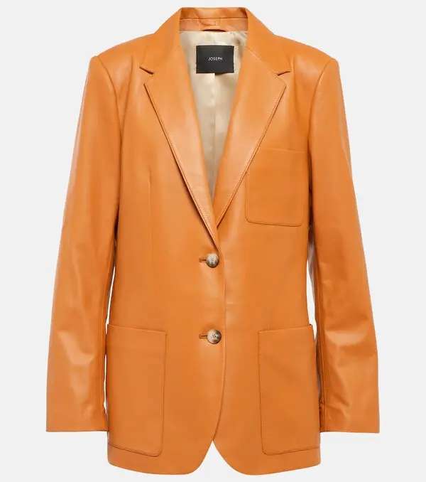 JOSEPH Jacques Leather Blazer - Brown