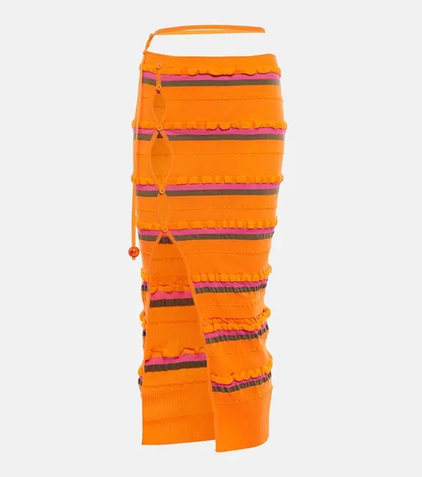 Jacquemus La Jupe Maille Concha Midi Skirt - Orange