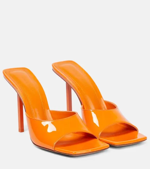 Amina Muaddi Laura Patent Leather Mules