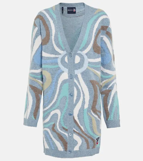 Emilio Pucci X Fusalp Intarsia Wool Cardigan - Blue