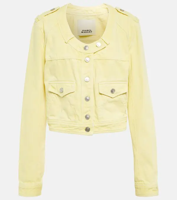 Isabel Marant Valene Cropped Denim Jacket - Yellow