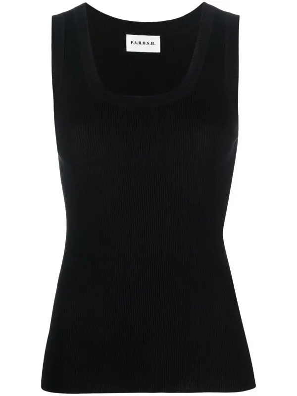 P.a.r.o.s.h Cipria Ribbed-knit Tank Top - Black