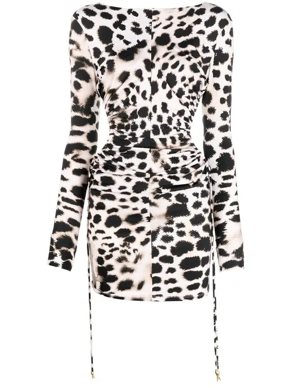 Roberto Cavalli Leopard Print Cut-out Mini Dress