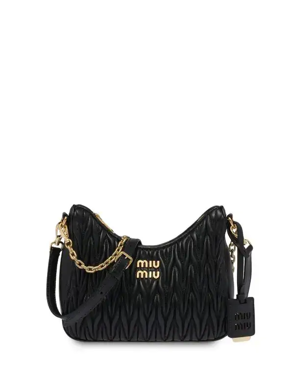 Miu Miu Matelassé Leather Shoulder Bag - Black | Editorialist