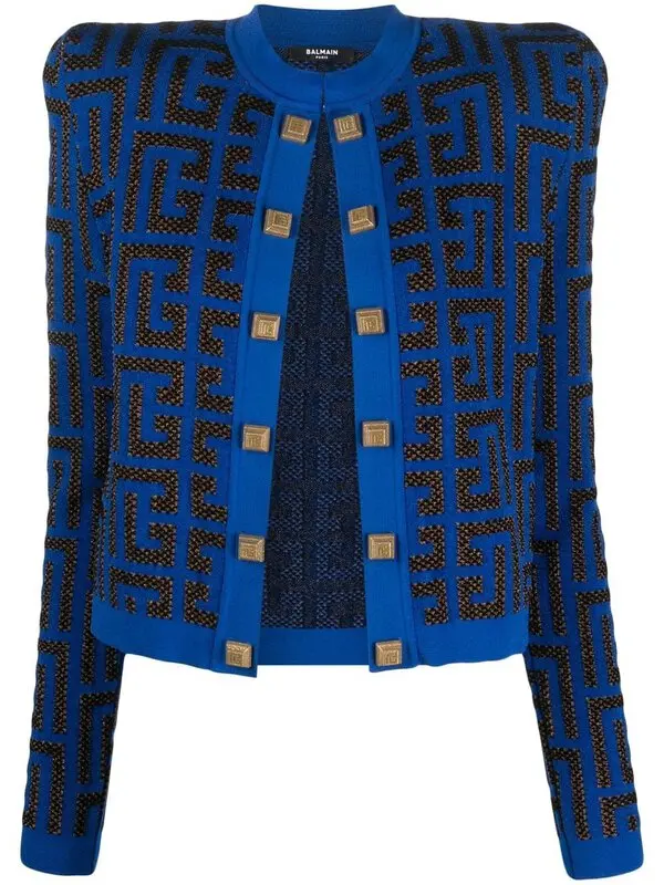 Balmain Monogram Jacquard Cropped Jacket