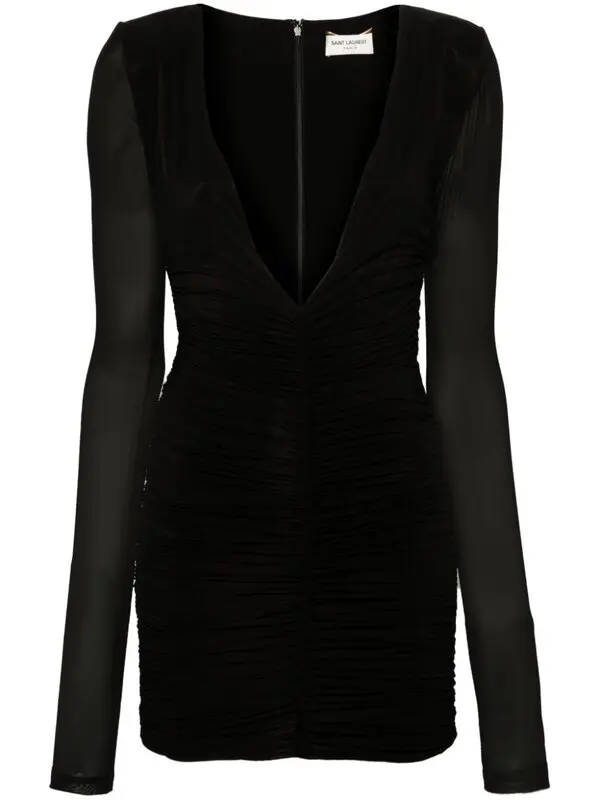 Saint Laurent Ruched Mini Dress