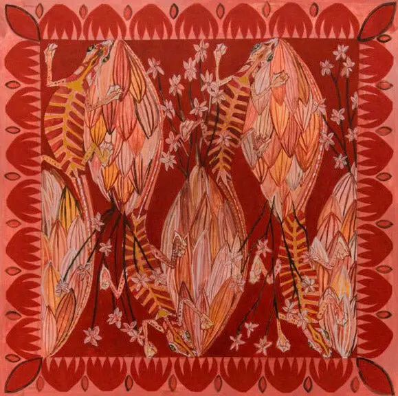 NORTON AND HODGES Aloe And Gecko Silk Scarf