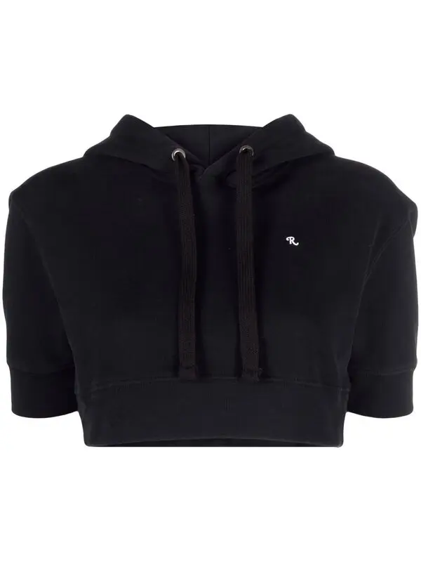 Raf Simons Cropped Short-sleeve Hoodie - Black