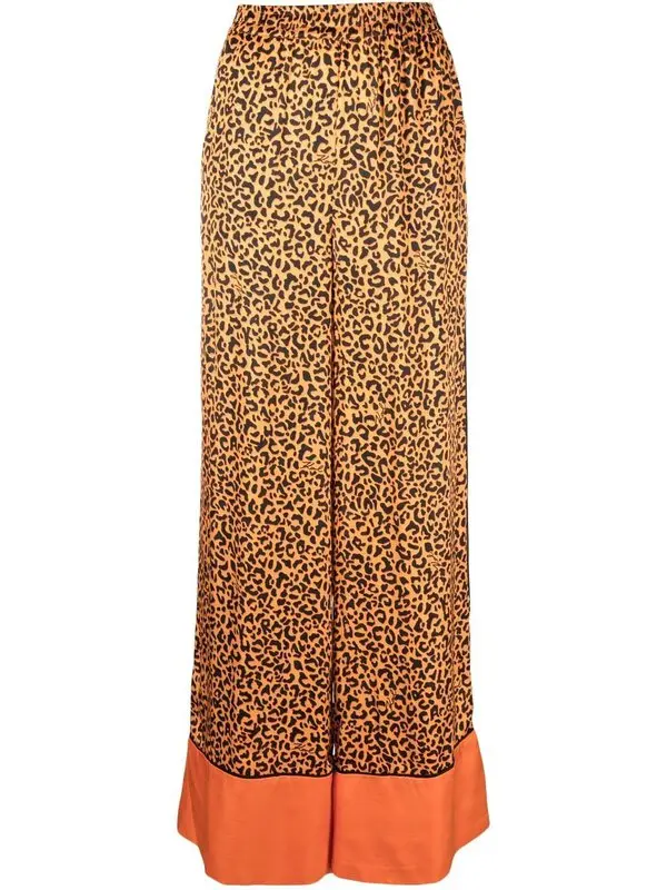 Karl Lagerfeld Leopard Print Wide-leg Trousers