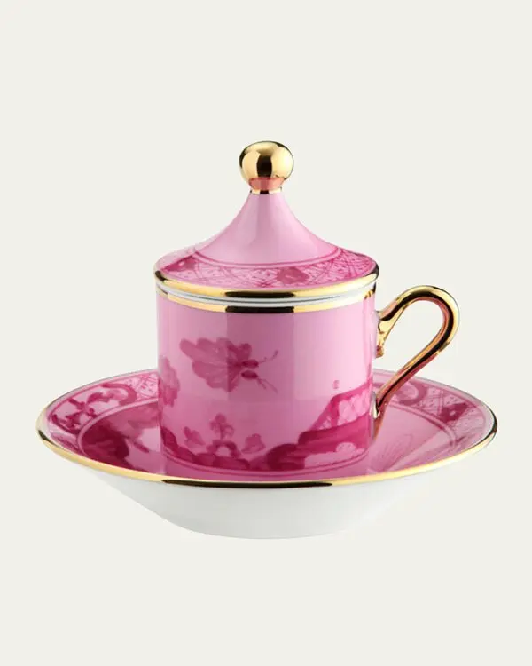 GINORI 1735 Empire-style Coffee Cups & Saucers, Set Of 2 Pink - One-color