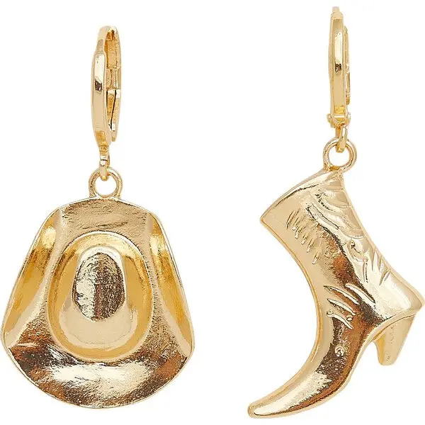 PETIT MOMENTS Faye Mismatched Western Drop Earrings - Gold