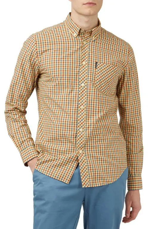 Ben Sherman Check Cotton Button-down Shirt - Lemon