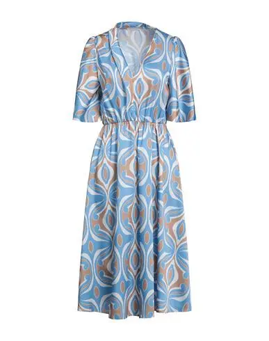 BIANCOGHIACCIO Multicolor Patterned Midi Dress - Blue