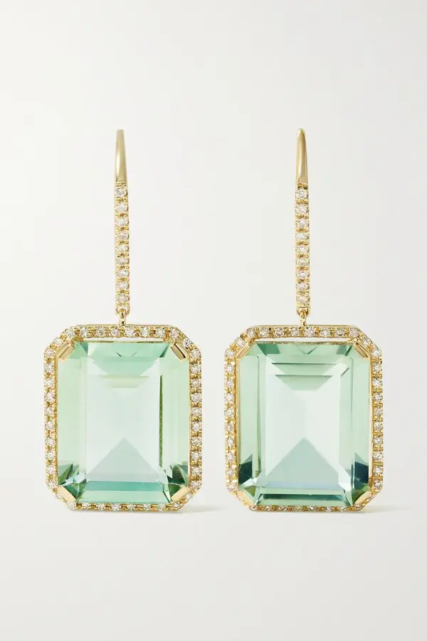 Shay 18-karat Amethyst And Diamond Drop Earrings - Green