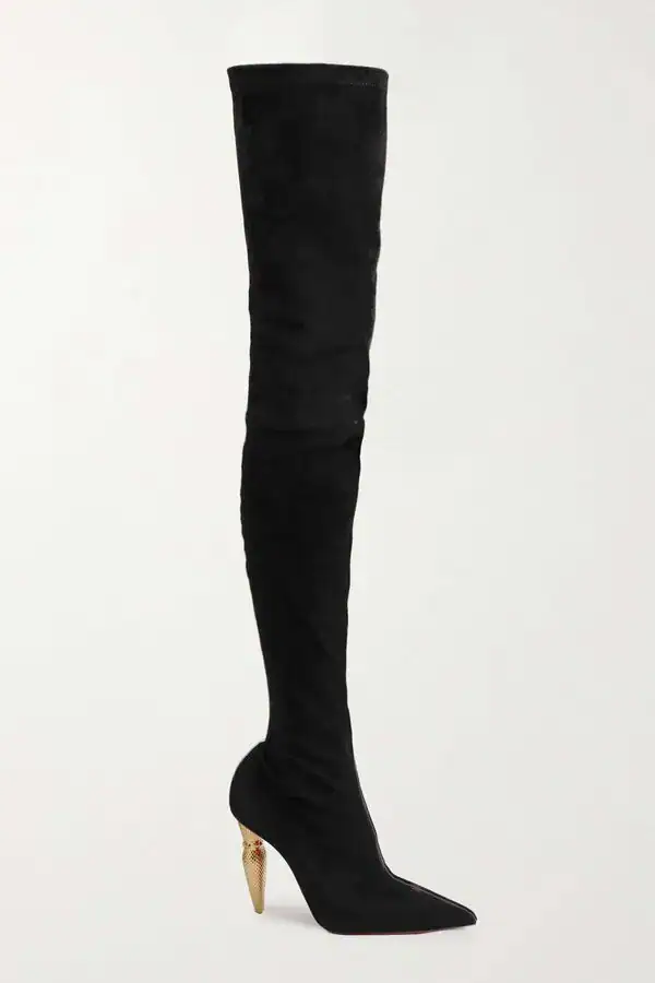 Christian Louboutin Lipbotta 100 Stretch-Suede Over-The-Knee Boots