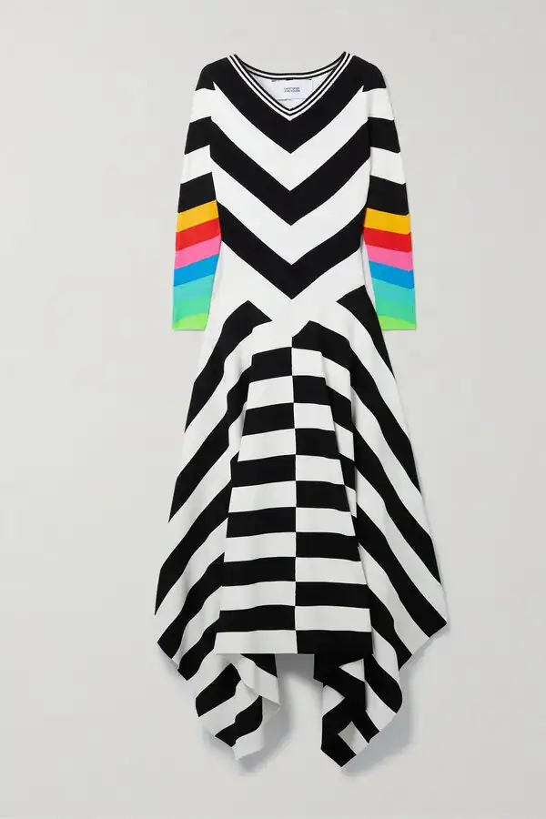 Christopher John Rogers Asymmetric Striped Stretch-Knit Maxi Dress In Black  - 50% Off | Editorialist