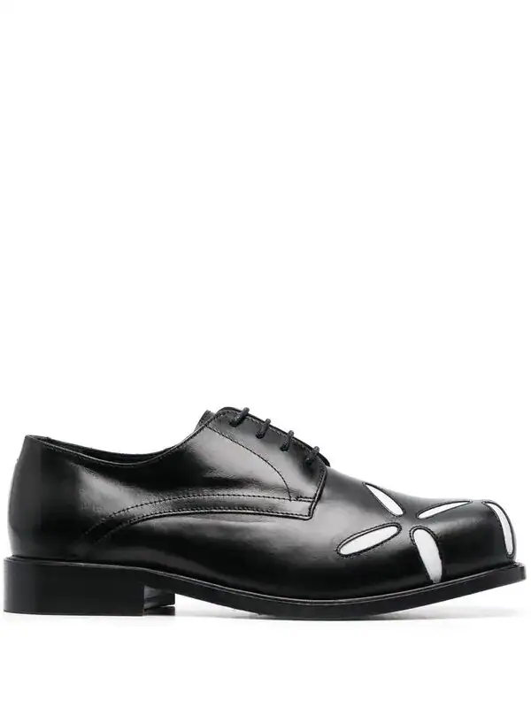 Stefan Cooke Slashed Square-Toe Derby Shoes - Black | Editorialist