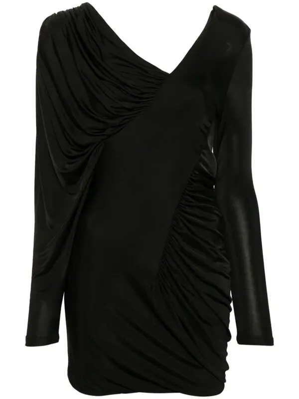 Saint Laurent Draped Mini Dress - Black
