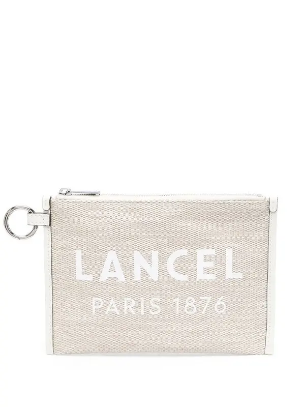LANCEL Logo-print Clutch - Neutrals