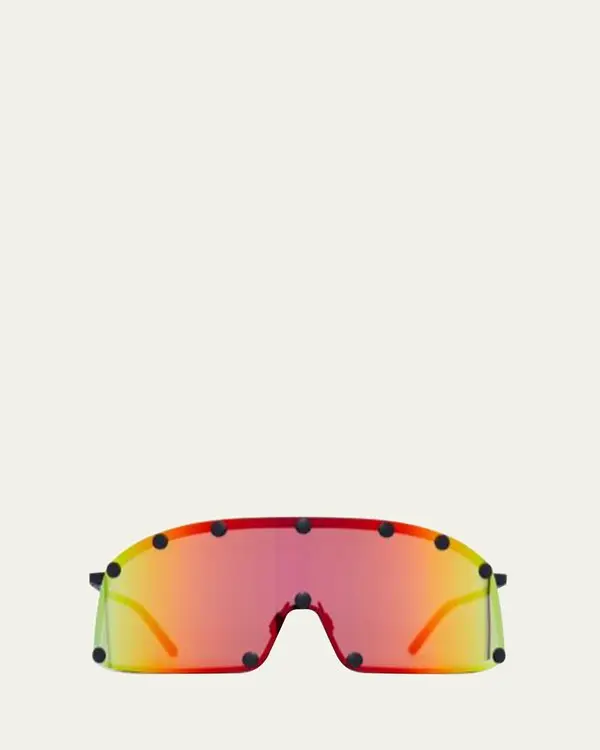 Rick Owens Mirrored Studded Shield Sunglasses - Blktemp/rnbwlens