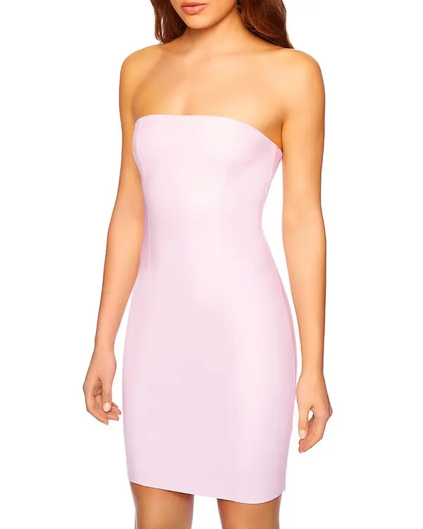 chinese dress ladies BARBIE DREAMS FAUX LEATHER MINI DRESS IN PINK – AKIRA main image 0
