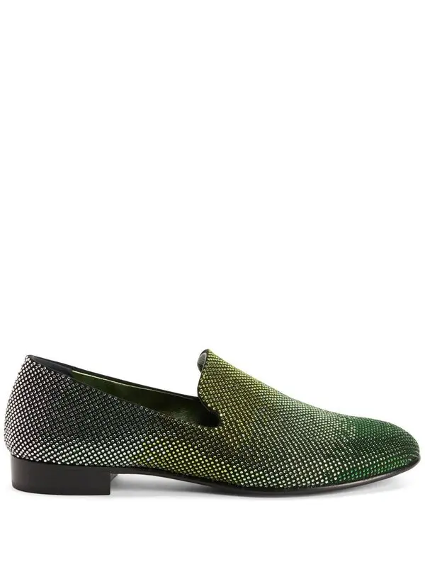 GIUSEPPE ZANOTTI Lewis Rhinestone Loafers - Green