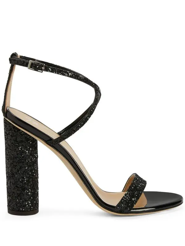 GIUSEPPE ZANOTTI 110mm Tara Glitter Sandals - Black