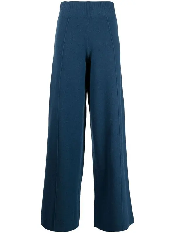 Pringle Of Scotland High-waisted Knit Trousers - Blue