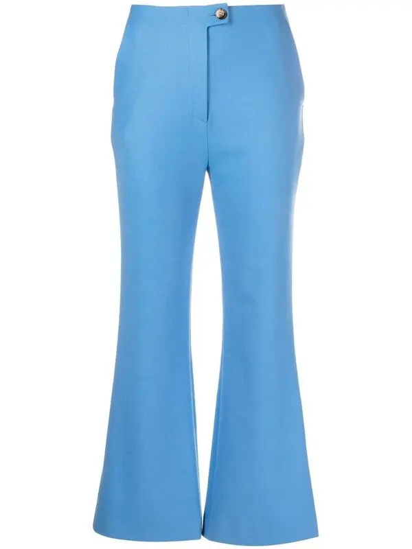 Nanushka Cropped Kick Flare Trousers - Blue