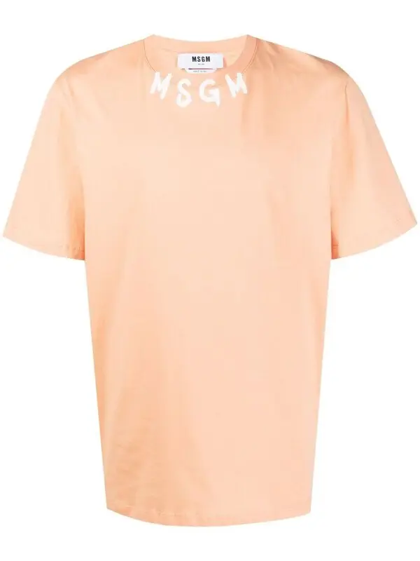 MSGM Logo-print Cotton T-shirt - Orange