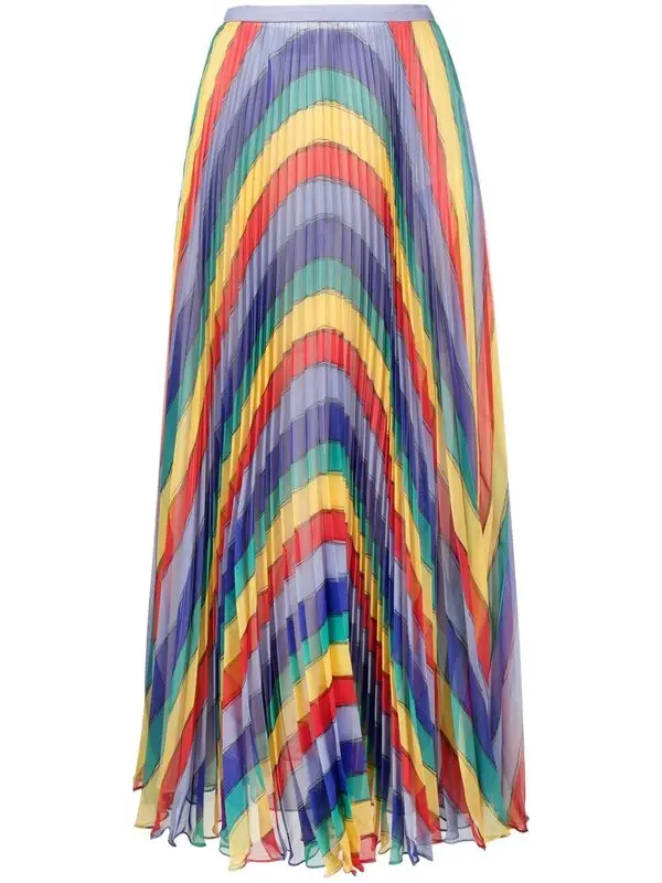 Rochas Wave Print Pleated Skirt - Blue