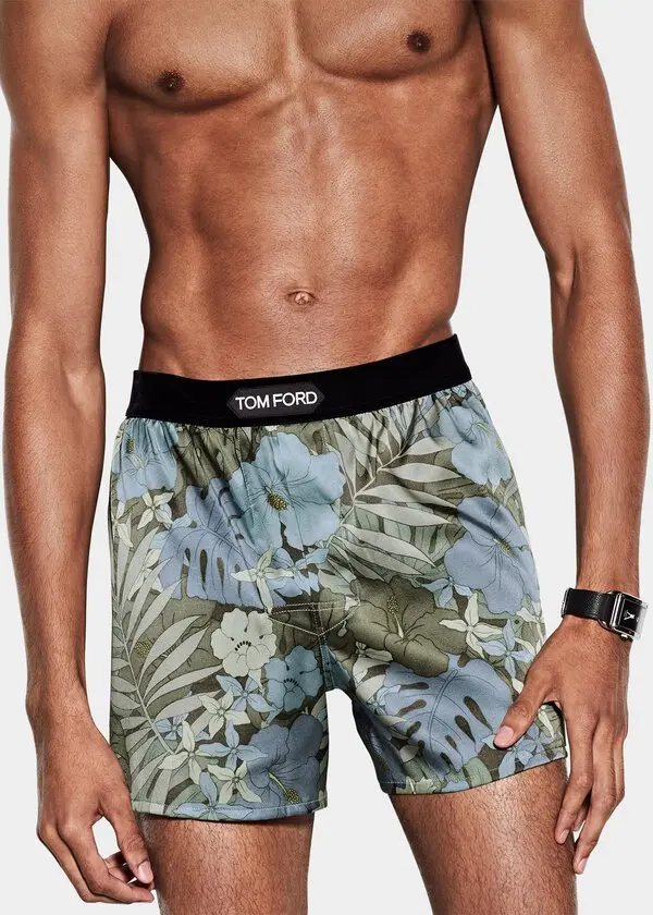 Buy TOM FORD Hibiscus-print Silk Boxers - Pink/green At 50% Off ...
