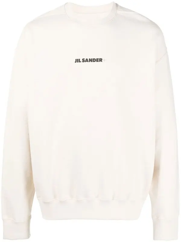 JIL SANDER Logo-print Crew Neck Sweatshirt - Neutrals