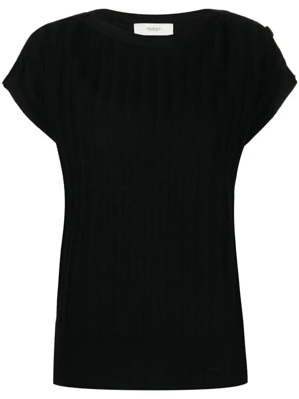 Pringle Of Scotland Ribbed Knit T-shirt - Black