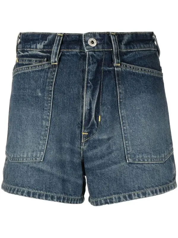 Kenzo Logo-patch Denim Short Shorts - Blue