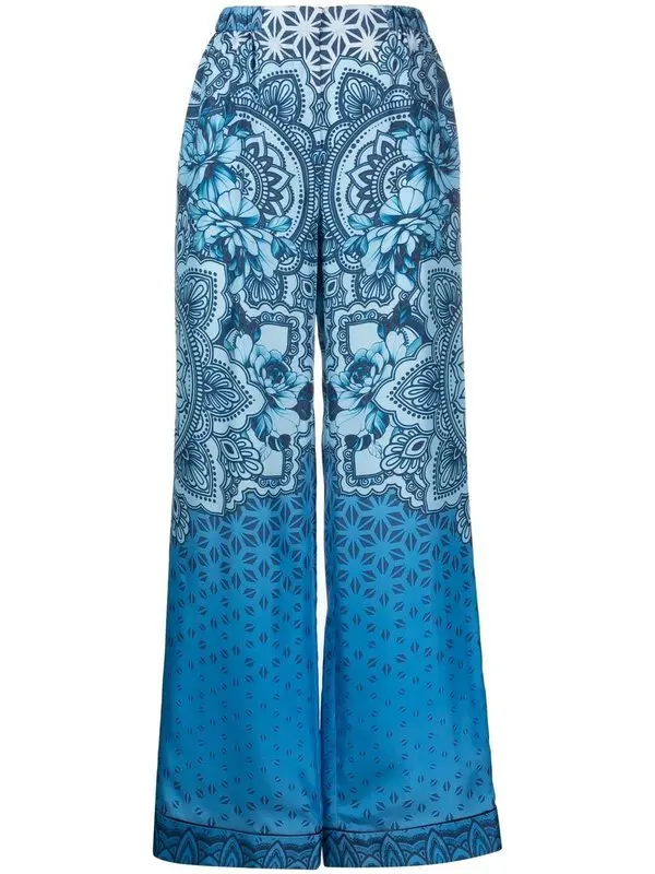 Alberta Ferretti Silk Graphic-print Trousers