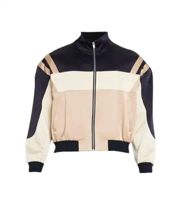 Saint Laurent Colorblock Satin Track Jacket - Beige | Editorialist