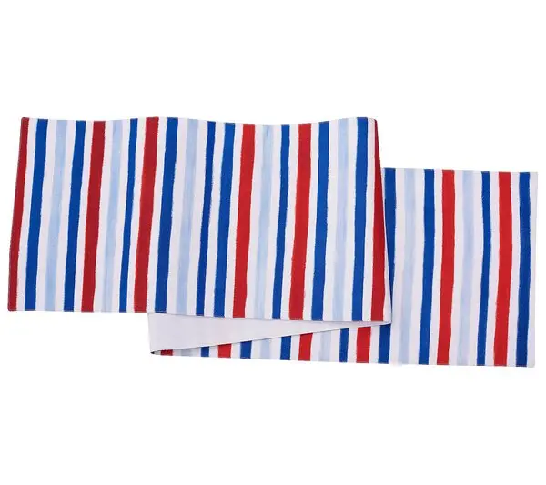 VALERIE PARR HILL Watercolor Patriotic Stripe Table Runner Val Erie